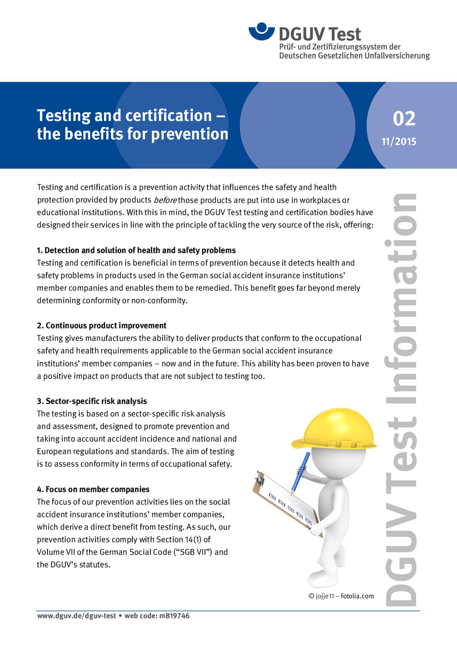 Testing and certification - the benefits for prevention | DGUV ...