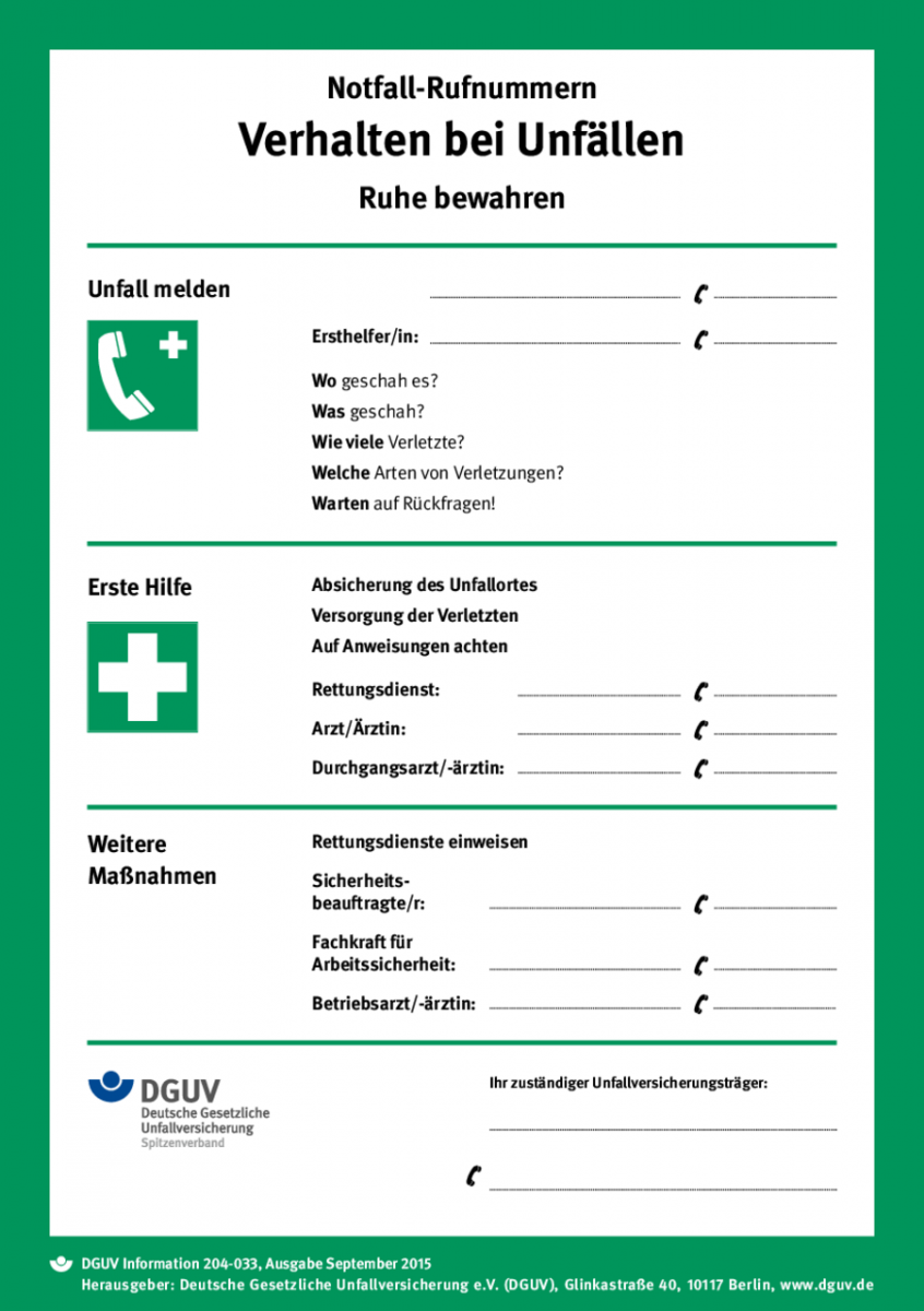 Notruf-Nummern-Verzeichnis | DGUV Informationen | Regelwerk | DGUV ...