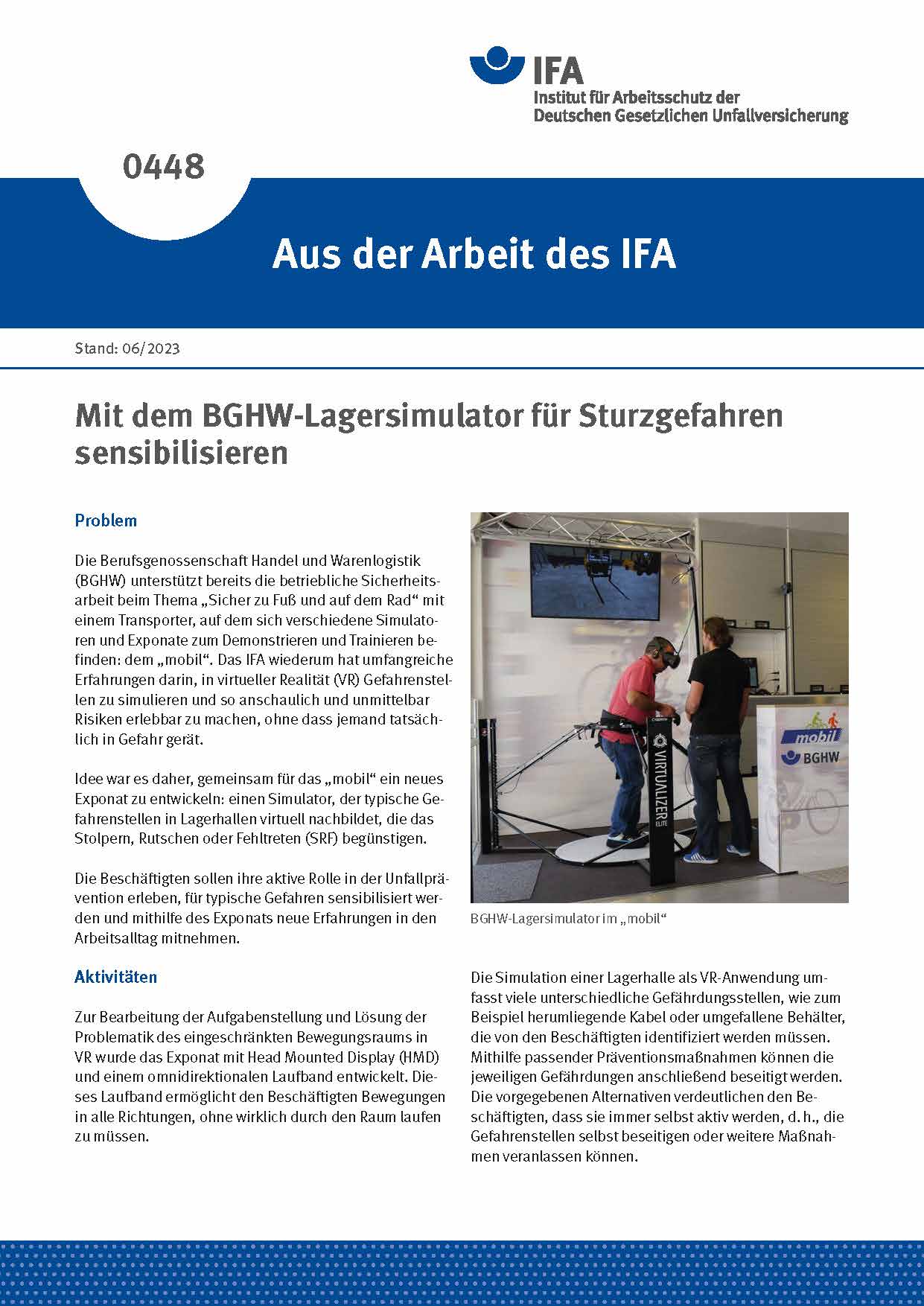 Mit dem BGHW-Lagersimulator für Sturzgefahren sensibilisieren (Aus der ...