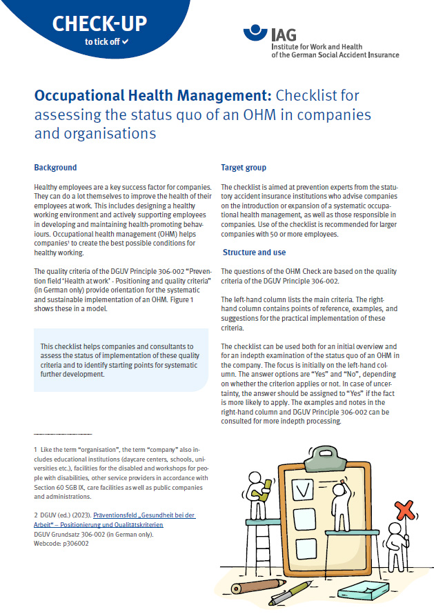 CHECK-UP Occupational Health Management: Checklist for assessing the ...