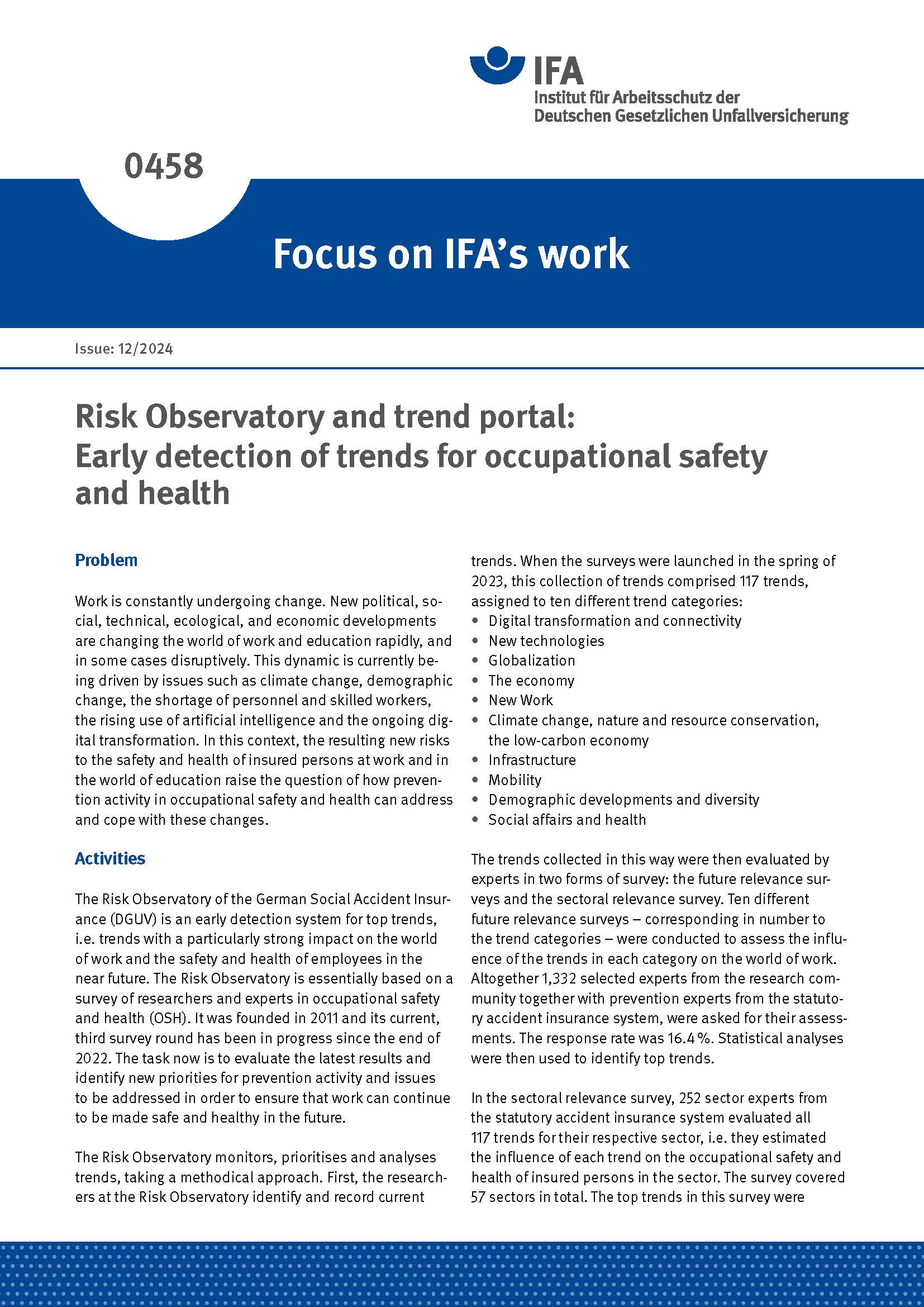 Risk Observatory and trend portal: Early detection of trends for ...