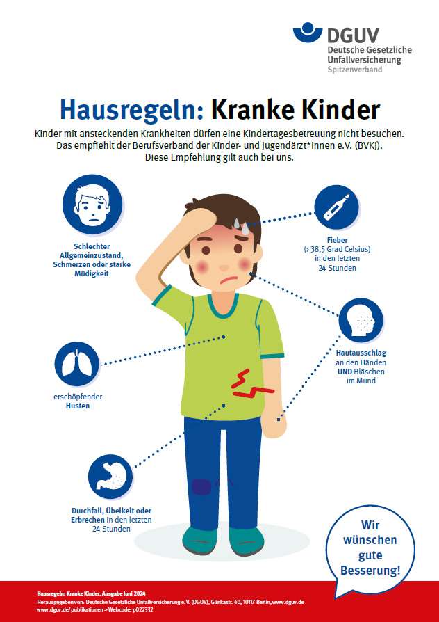 Hausregeln: Kranke Kinder (Plakat) | DGUV Publikationen